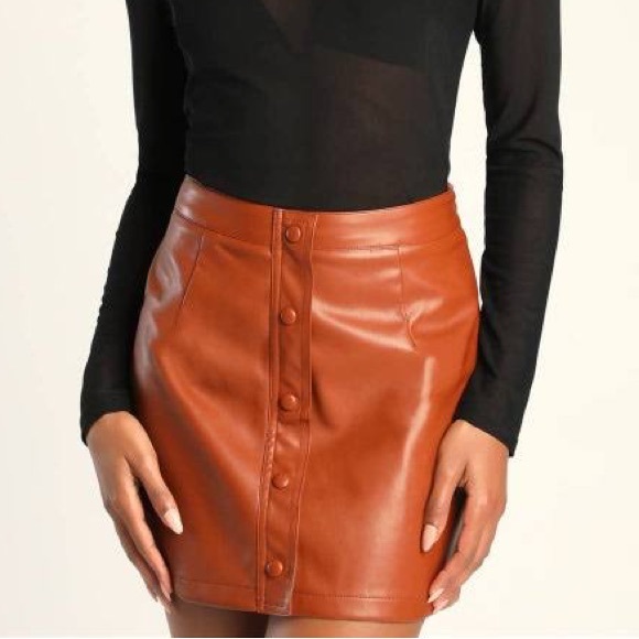 Lulus | Skirts | Nwt Lulus Most Fab Brown Vegan Leather Buttonfront Mini Skirt | Poshmark